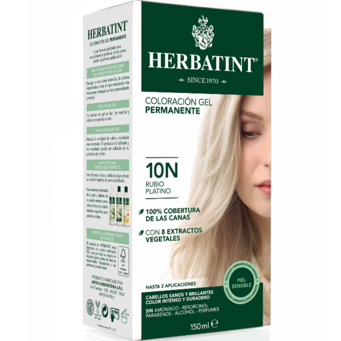 Tintura Permanente Natural 10N Rubio Platino - HERBATINT — Shamix ...
