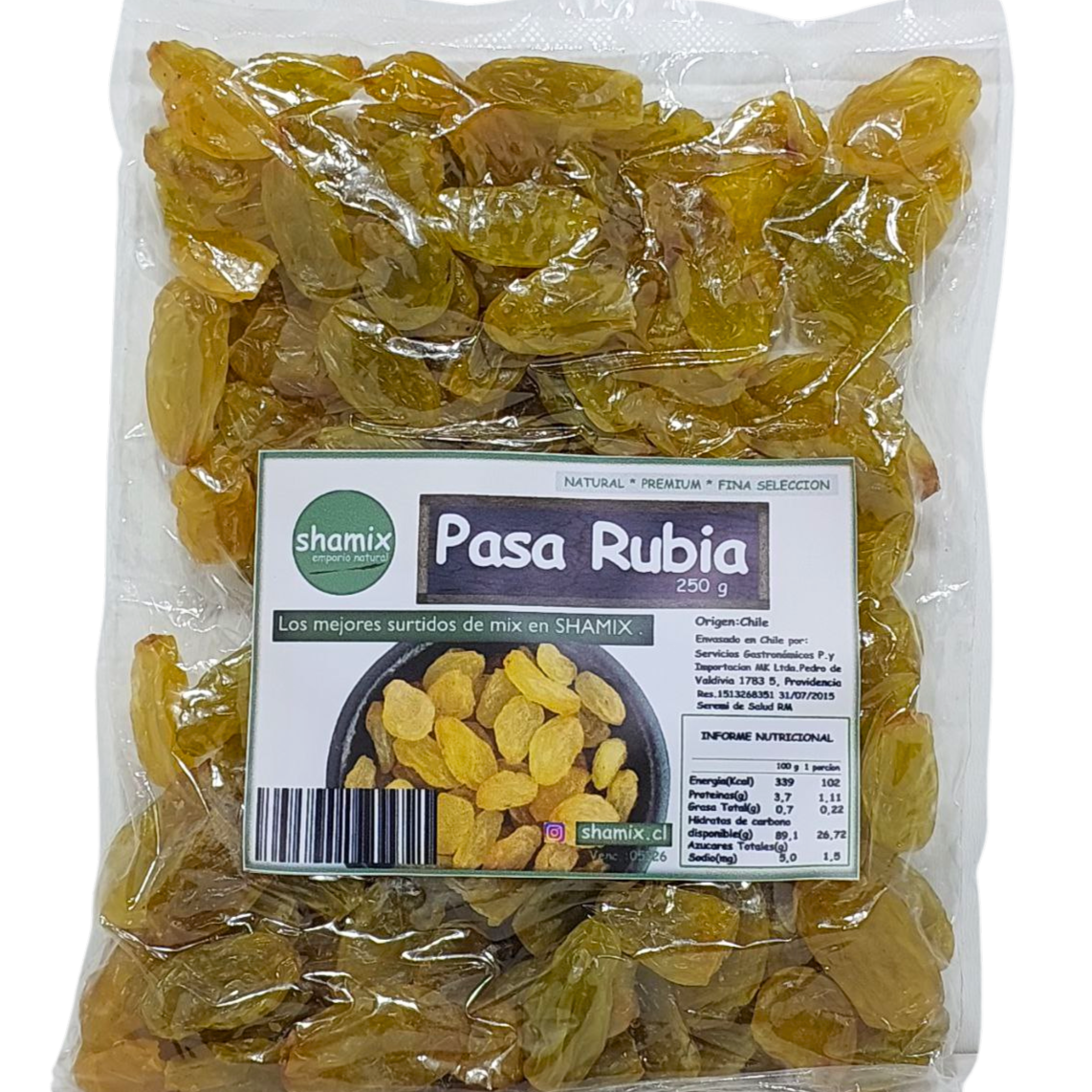 Pasa Rubia Premium 250 g - SHAMIX — Shamix Emporio Natural