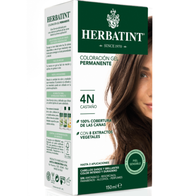 Tintura Permanente Natural 4N Castaño - HERBATINT — Shamix Emporio Natural